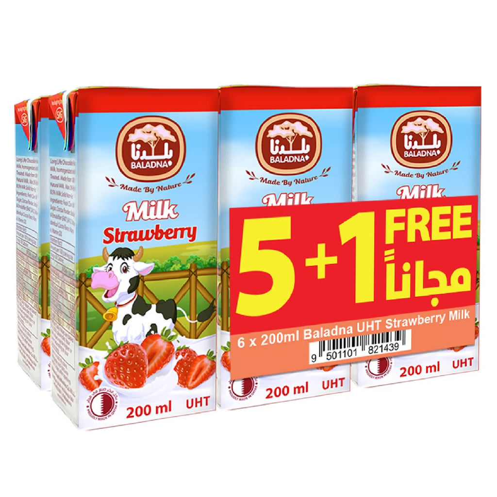 GETIT.QA- Qatar’s Best Online Shopping Website offers BALADNA STRAWBERRY UHT MILK DRINK 24 X 200 ...